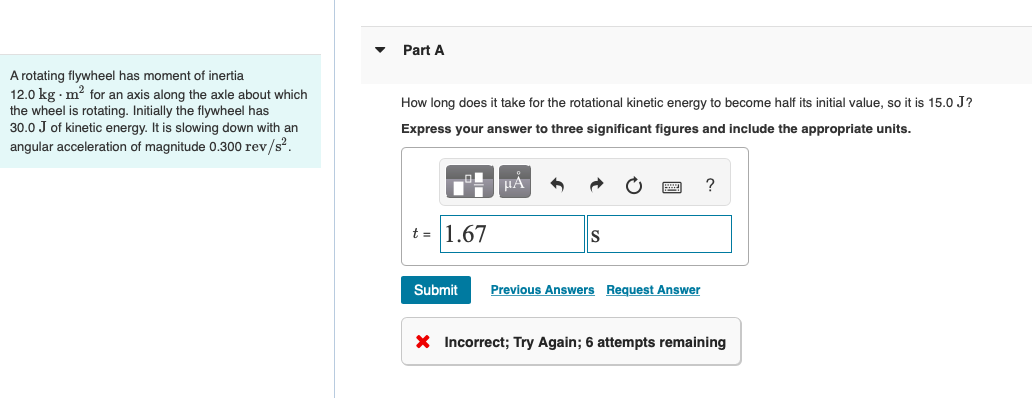 Solved A rotating flywheel has moment of inertia 12.0 kg⋅m2 | Chegg.com