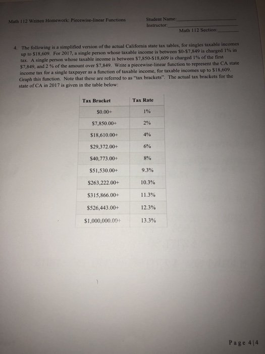 Solved Student Name Math 112 Written Homework: | Chegg.com