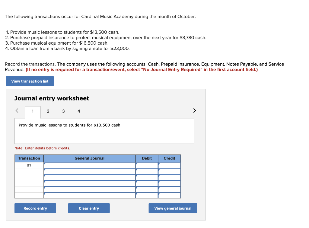 Solved The following transactions occur for Cardinal Music | Chegg.com