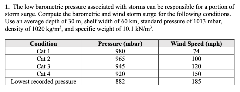 1. The low barometric pressure associated with storms | Chegg.com