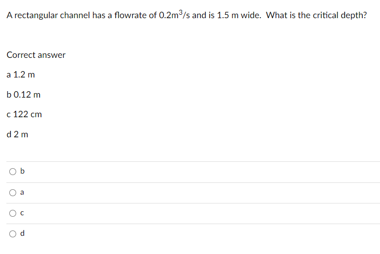 Solved A rectangular channel has a flowrate of 0.2m3/s and | Chegg.com