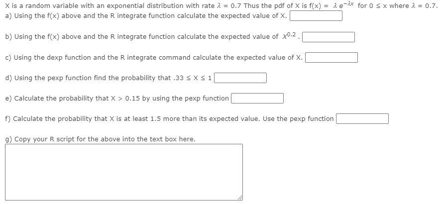 Solved X is a random variable with an exponential | Chegg.com