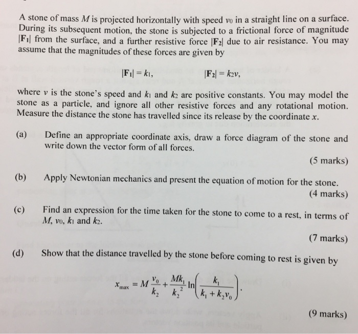 Solved A stone of mass M is projected horizontally with | Chegg.com