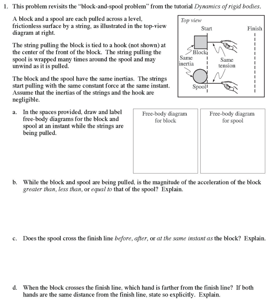 1. This problem revisits the "block-and-spool | Chegg.com