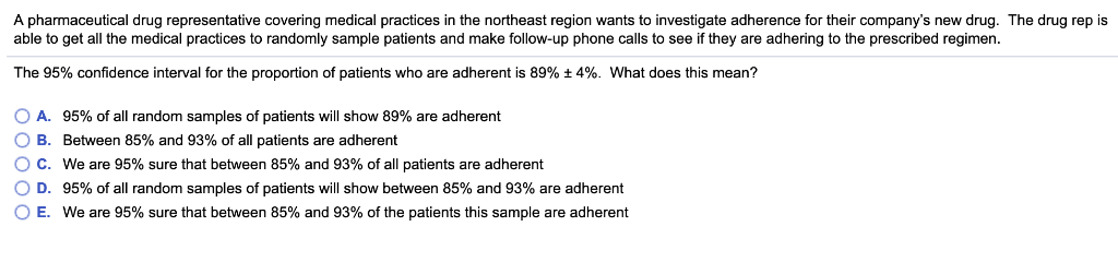 Solved A pharmaceutical drug representative covering medical | Chegg.com