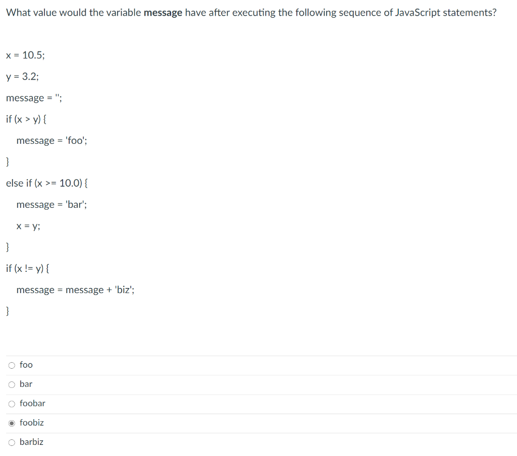 Solved What value would the variable message have after | Chegg.com