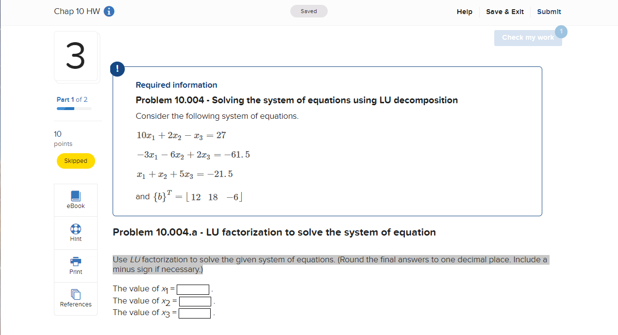 Solved Use LU factorization to solve the given system of | Chegg.com