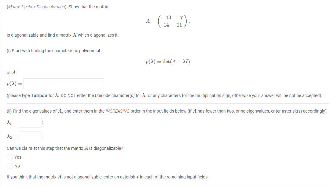Solved (Matrix Algebra: Diagonalization). Show that the | Chegg.com