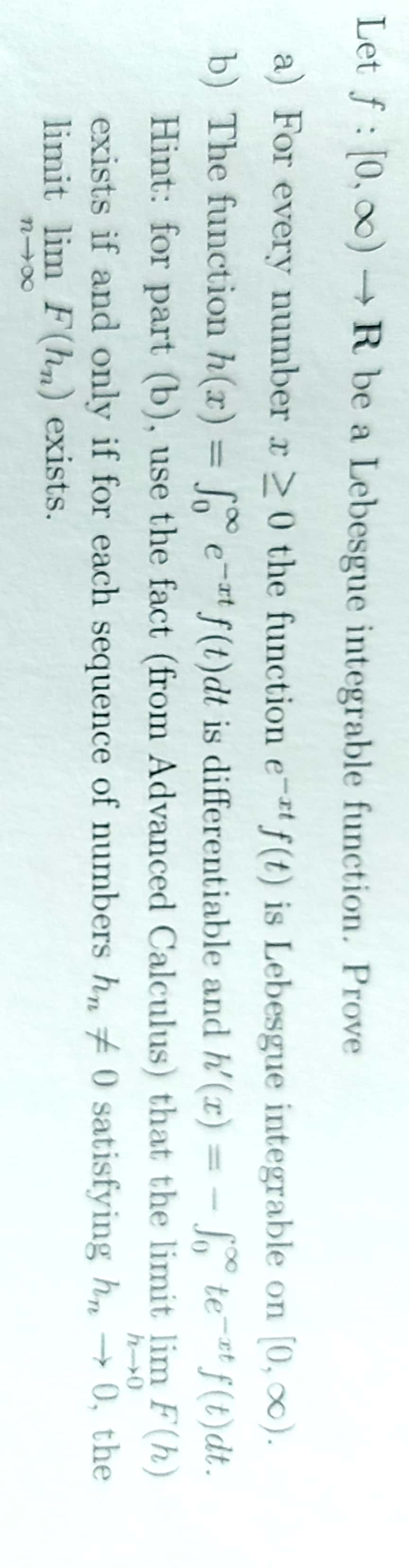 Solved Let \\( f:[0, \\infty) \\rightarrow \\mathbf{R} \\) | Chegg.com