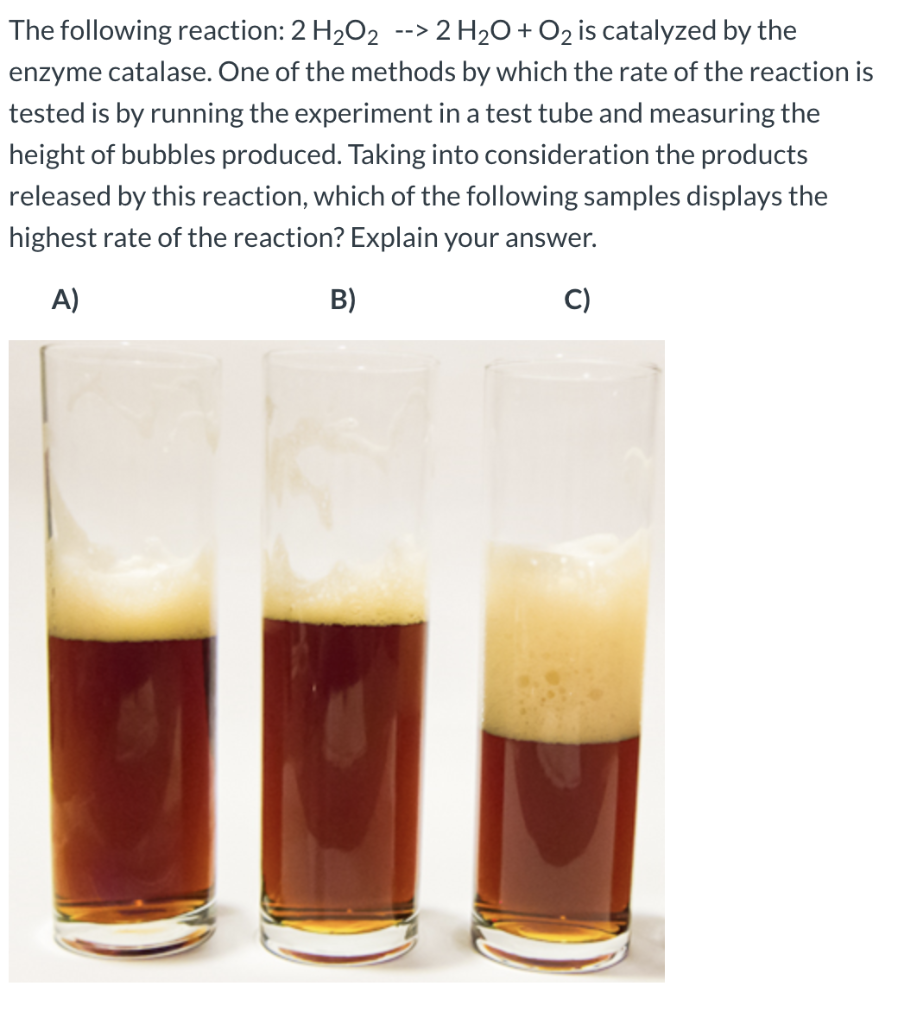 Solved The following reaction: 2 H2O2 --> 2 H2O + O2 is | Chegg.com