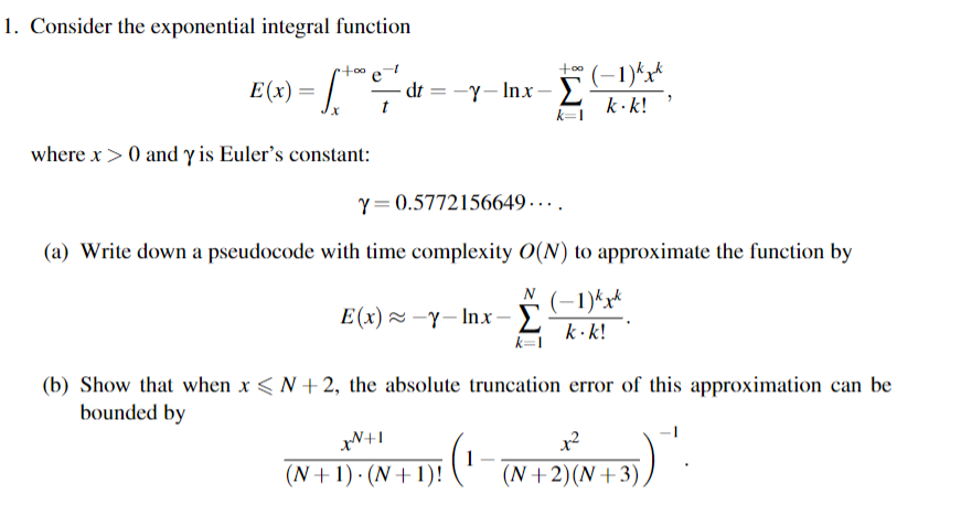 1 Consider The Exponential Integral Function