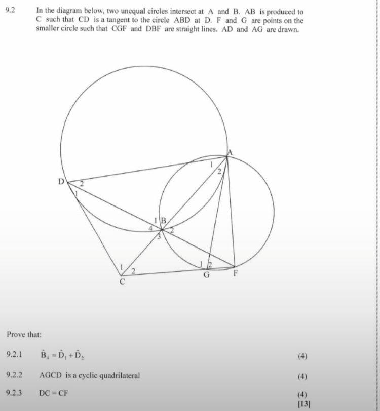 Solved 9.2 In the diagram below, two unequal circles | Chegg.com