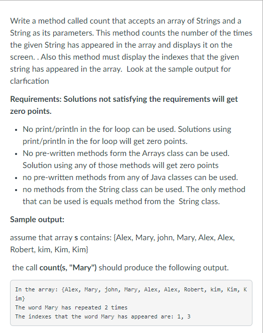Solved Write A Method Called Count That Accepts An Array Of
