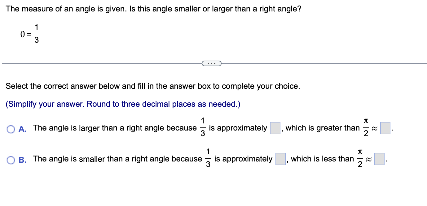 Solved The measure of an angle is given. Is this angle | Chegg.com