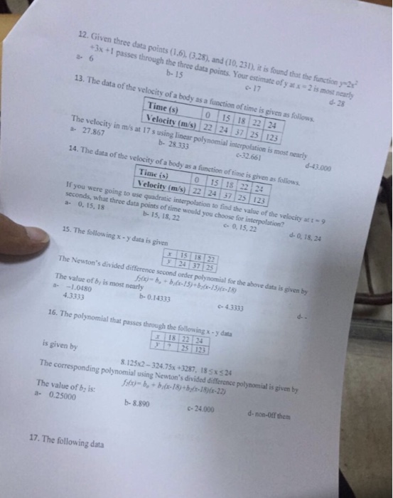 Solved Given three data points (1, 6), (3, 28), and (10, | Chegg.com