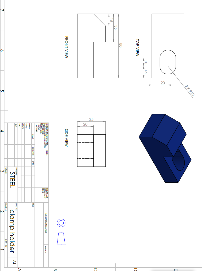 Solved Assignment 9 Draw an assembly drawing of the clamp as | Chegg.com