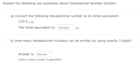 Solved Answer the following two questions about Hexadecimal | Chegg.com