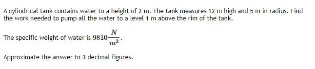 [Solved]: A cylindrical tank contains water to a height of