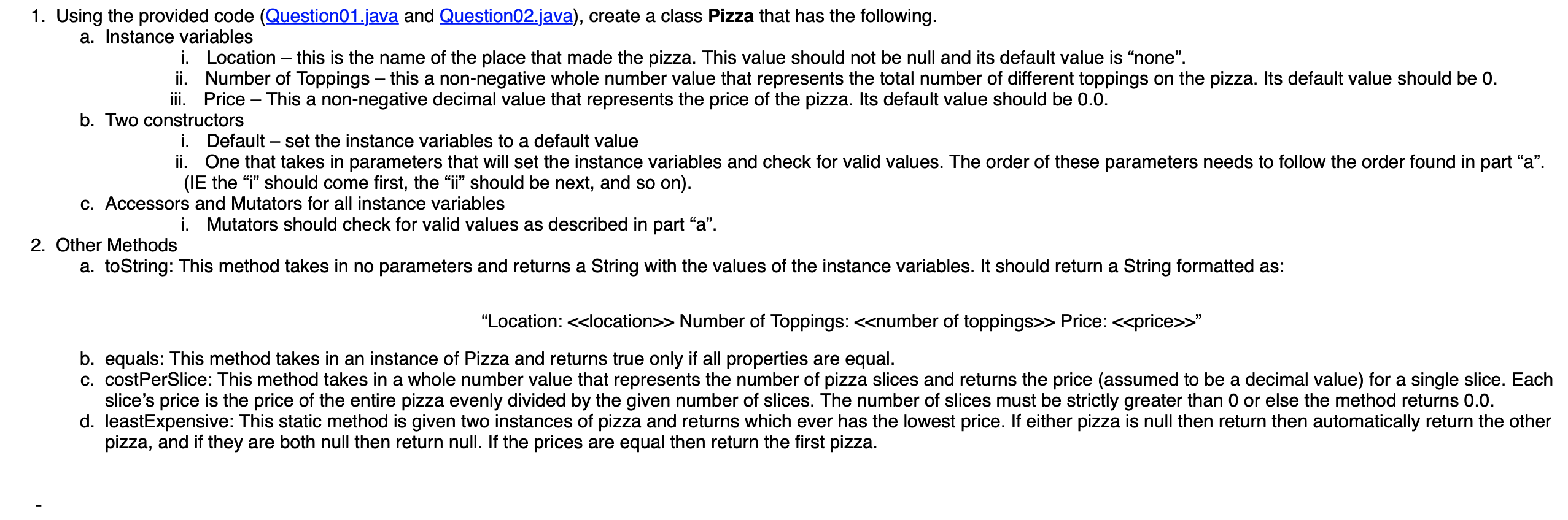 1. Using the provided code (Question01.java and | Chegg.com