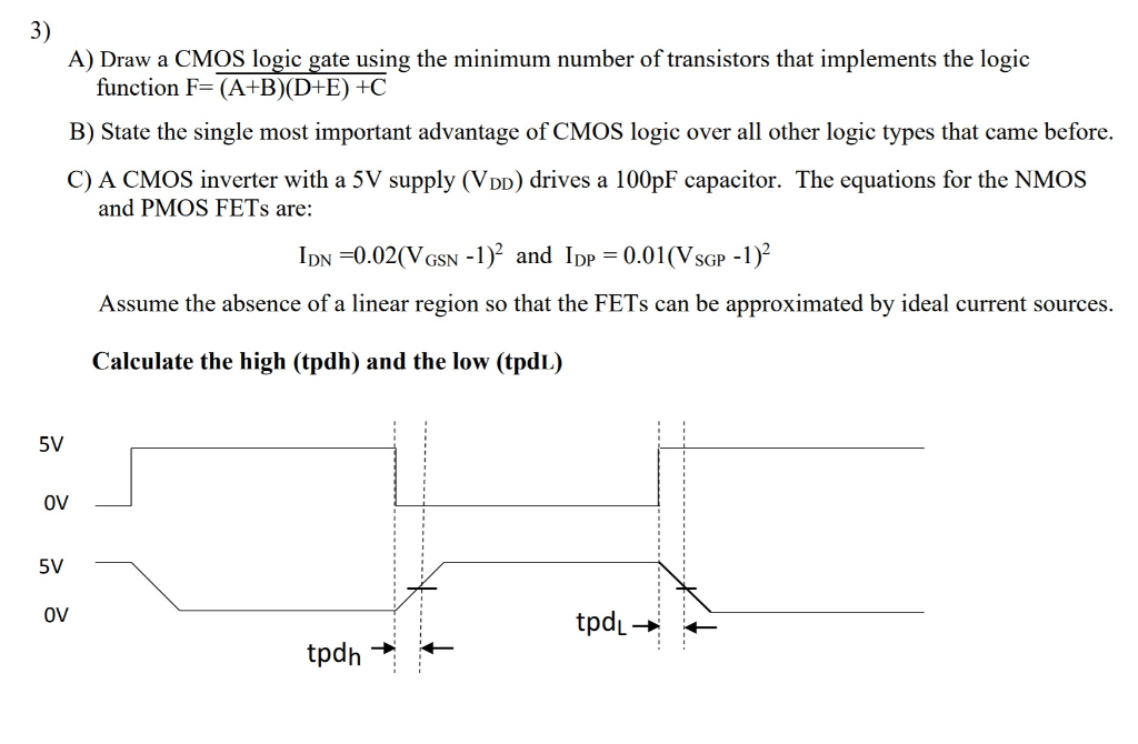 Solved A) Draw a CMOS logic gate using the minimum number of | Chegg.com