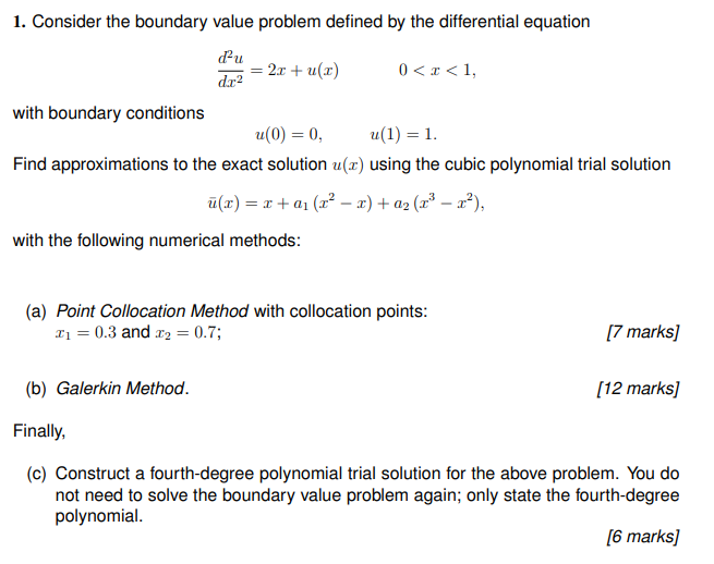 Solved 1. Consider the boundary value problem defined by the | Chegg.com