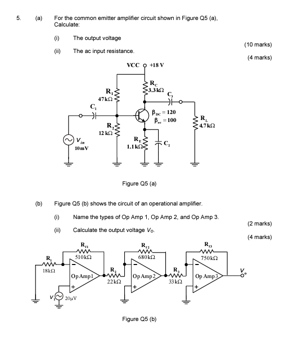 Solved (a) ﻿For the common emitter amplifier circuit shown | Chegg.com