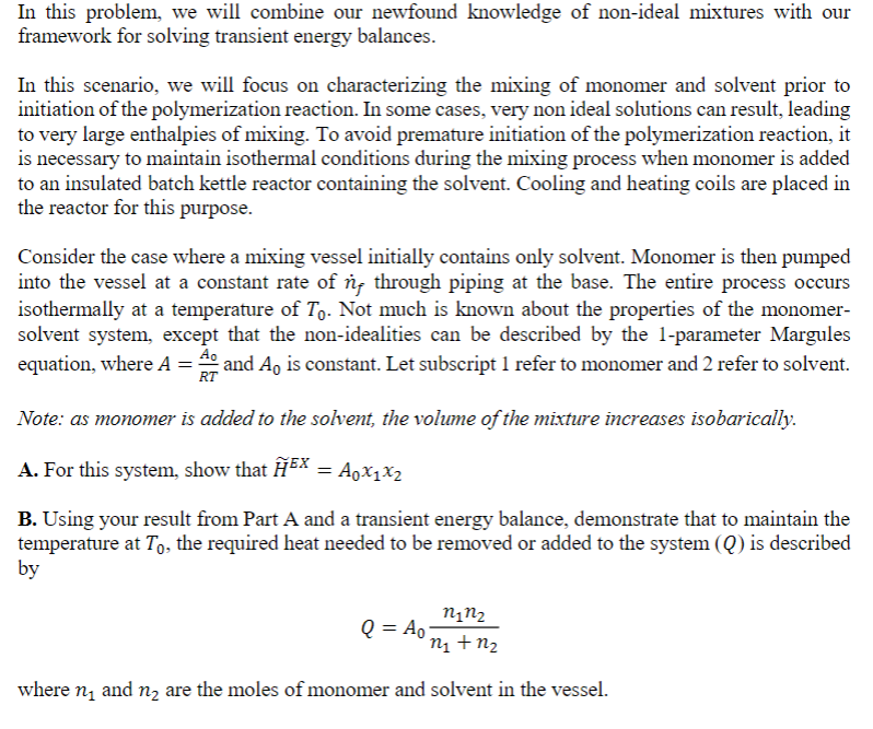 Solved framework for solving transient energy balances. In | Chegg.com