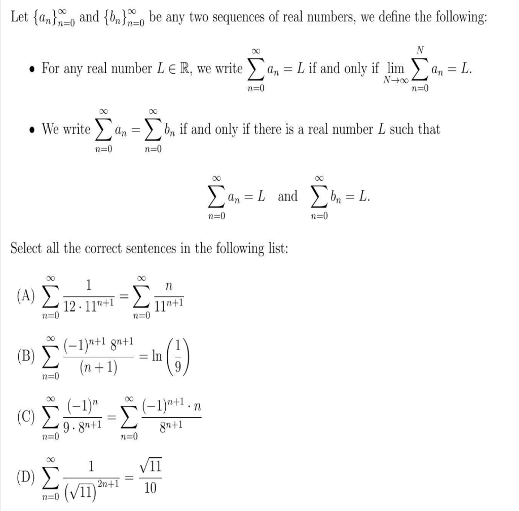 Solved Let {an} m-o and {bn}ņ=be any two sequences of real | Chegg.com
