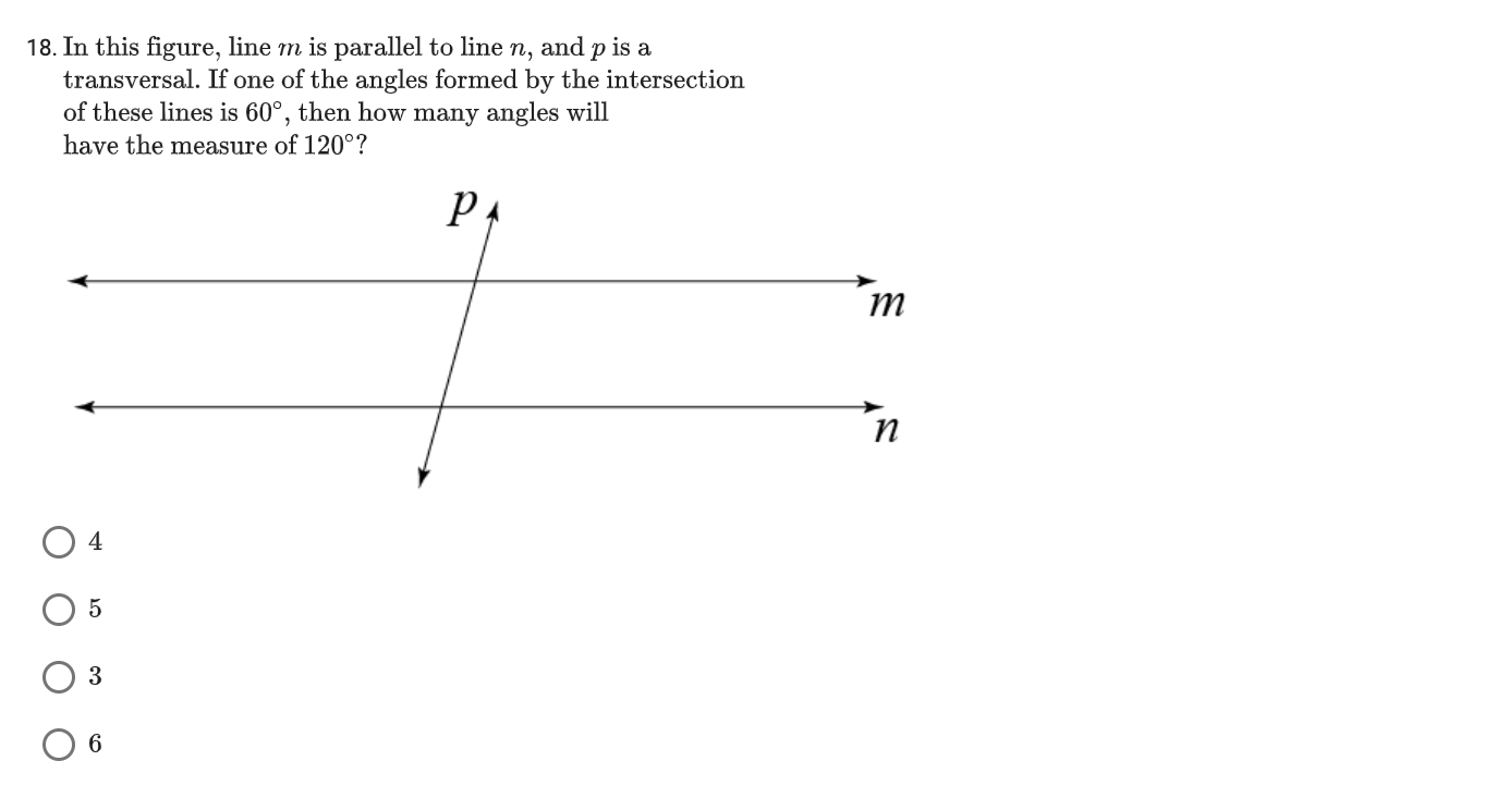 Solved 18. In this figure, line m is parallel to line n, and | Chegg.com