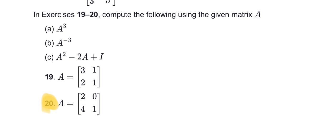 Solved In Exercises 19–20, compute the following using the | Chegg.com