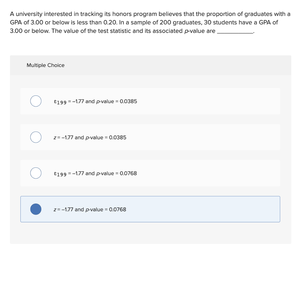 Solved A university interested in tracking its honors | Chegg.com