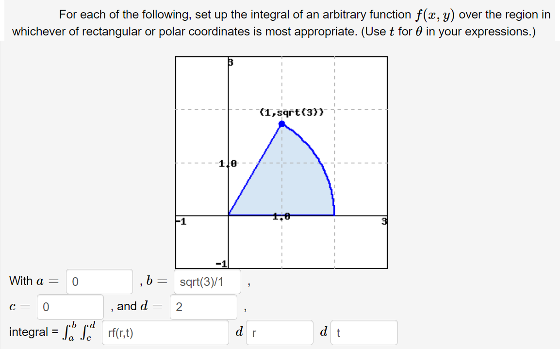 Solved For each of the following, set up the integral of an | Chegg.com