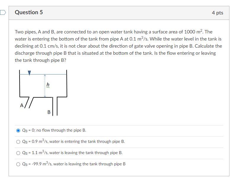 Solved Two pipes, A and B, are connected to an open water | Chegg.com