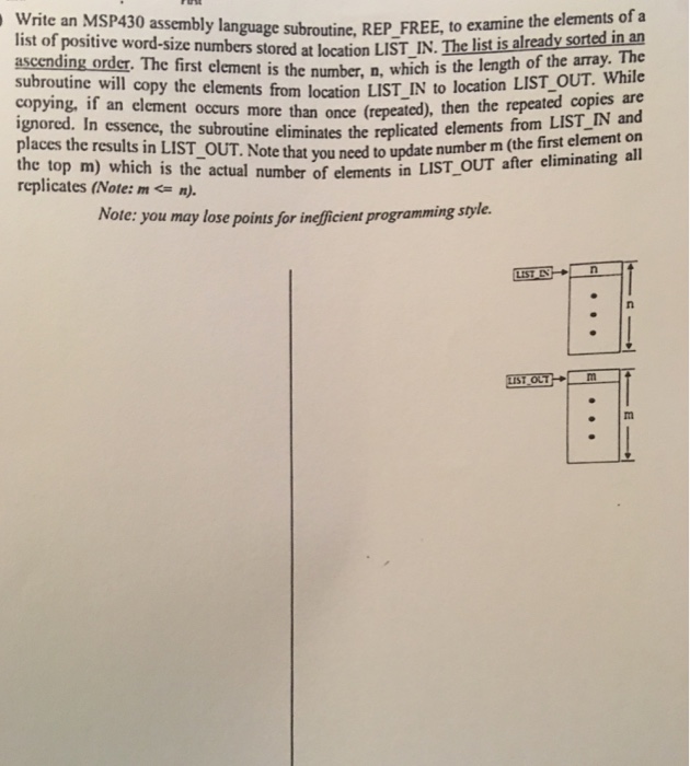 Solved Write an MSP430 assembly language subroutine, REP | Chegg.com