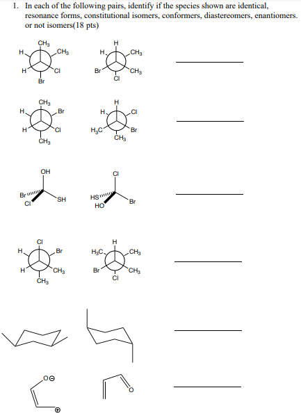 Solved 1. In each of the following pairs, identify if the | Chegg.com