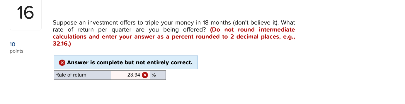 Solved Suppose an investment offers to triple your money in | Chegg.com