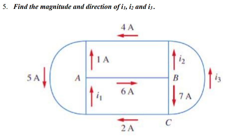 Solved 5. Find the magnitude and direction of i1,i2 and i3. | Chegg.com