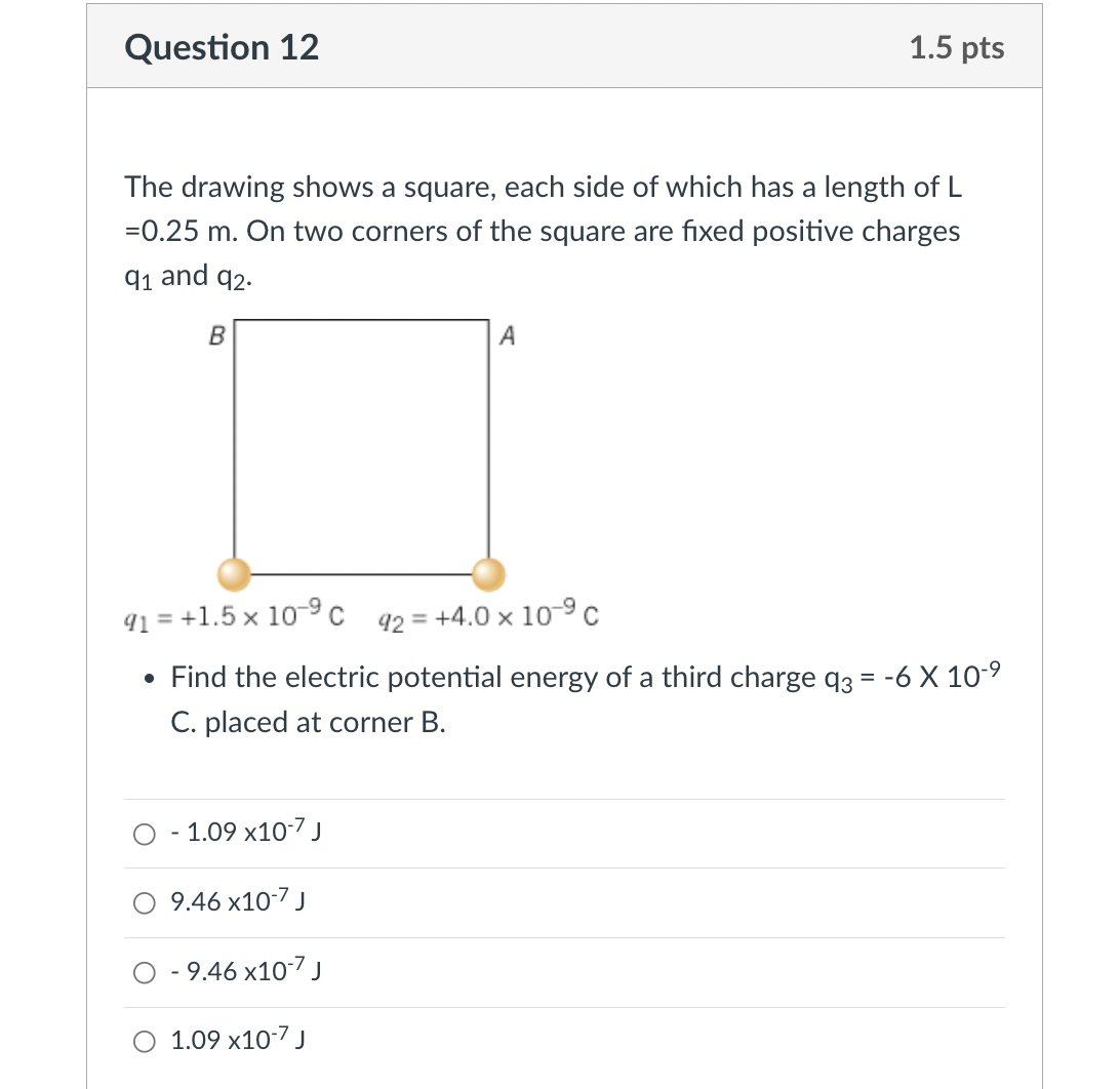 Solved Question 12The drawing shows a square, each side of | Chegg.com