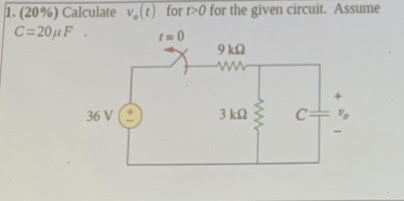 Solved 1. (20%) Calculate v0(t) for D0 for the given | Chegg.com