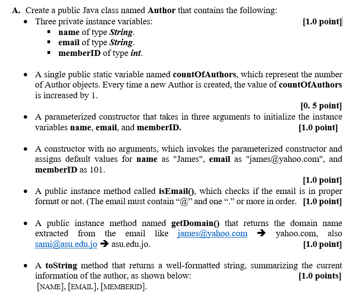 Solved Create A Public Java Class Named Author That Contains 5387