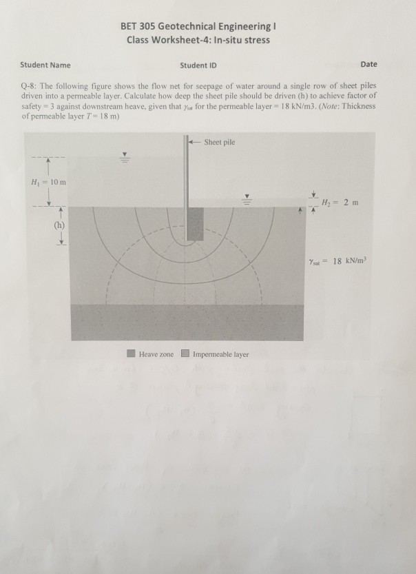 Solved BET 305 Geotechnical Engineering Class Worksheet-4: | Chegg.com