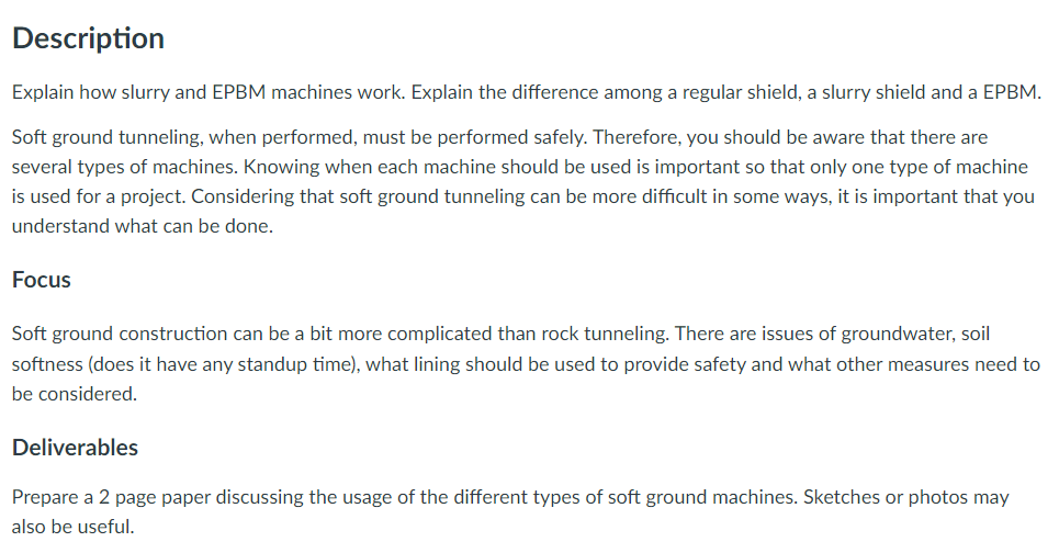 Solved Description Explain how slurry and EPBM machines | Chegg.com