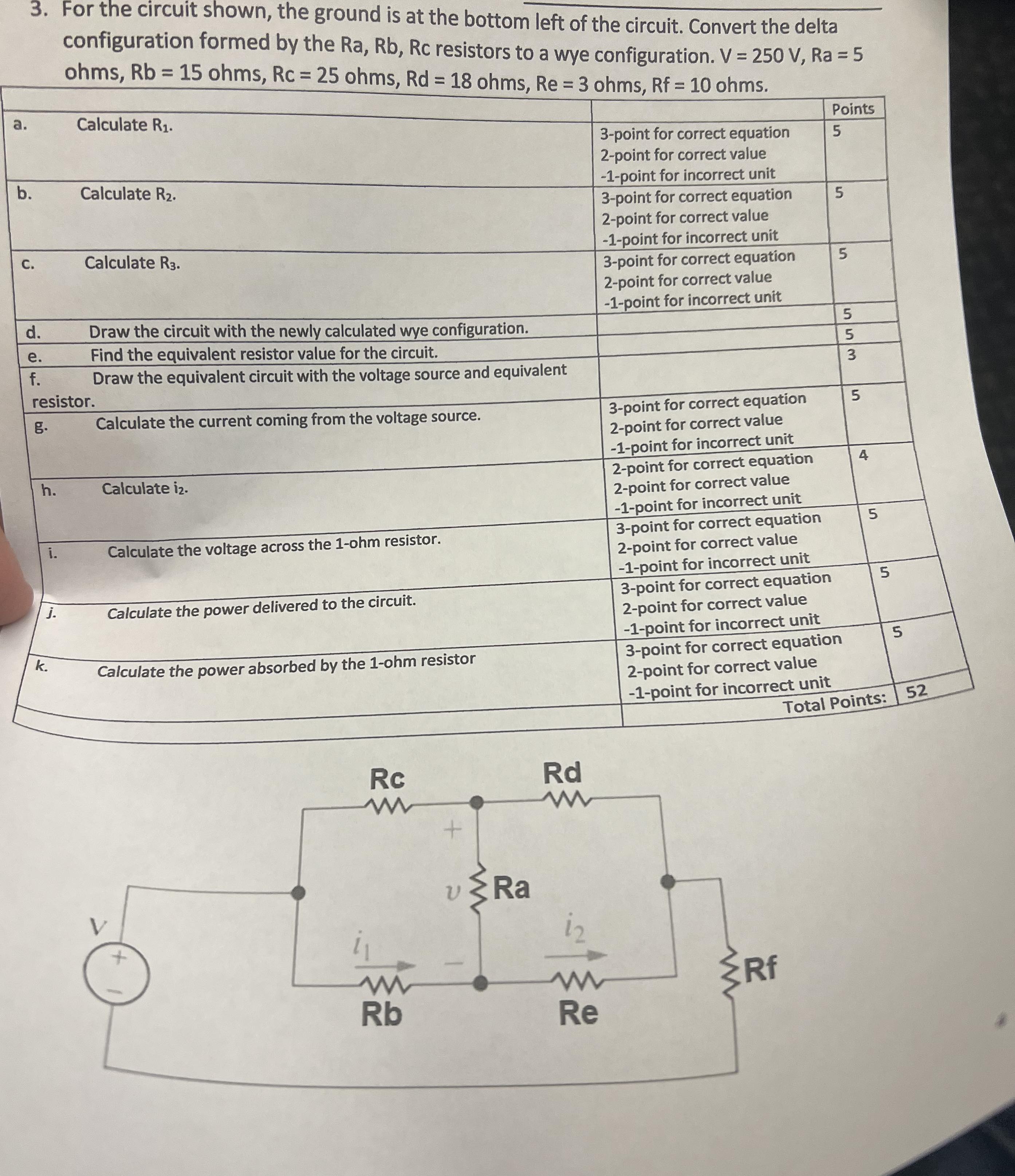 Solved 3. For the circuit shown, the ground is at the bottom | Chegg.com
