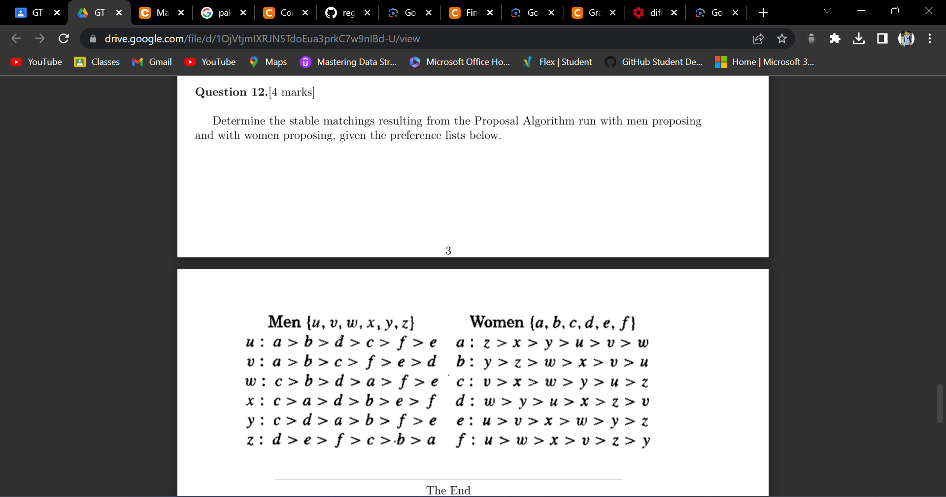 Solved Determine the stable matchings resulting from the | Chegg.com