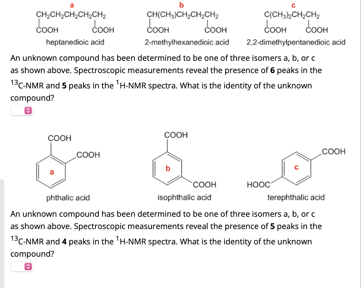 Solved An unknown compound has been determined to be one of | Chegg.com