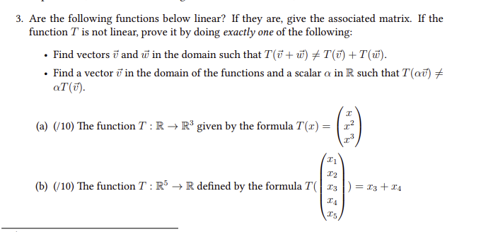 Solved 3. Are the following functions below linear? If they | Chegg.com