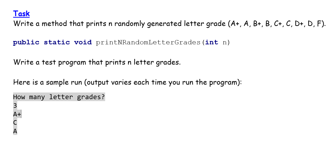 Solved Task Write A Method That Prints N Randomly Generated 