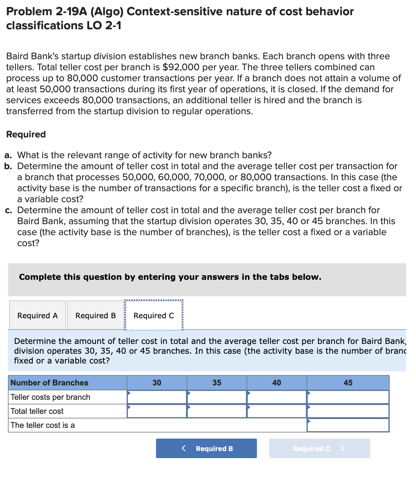 Solved Problem 2-19A (Algo) Context-sensitive nature of cost | Chegg.com