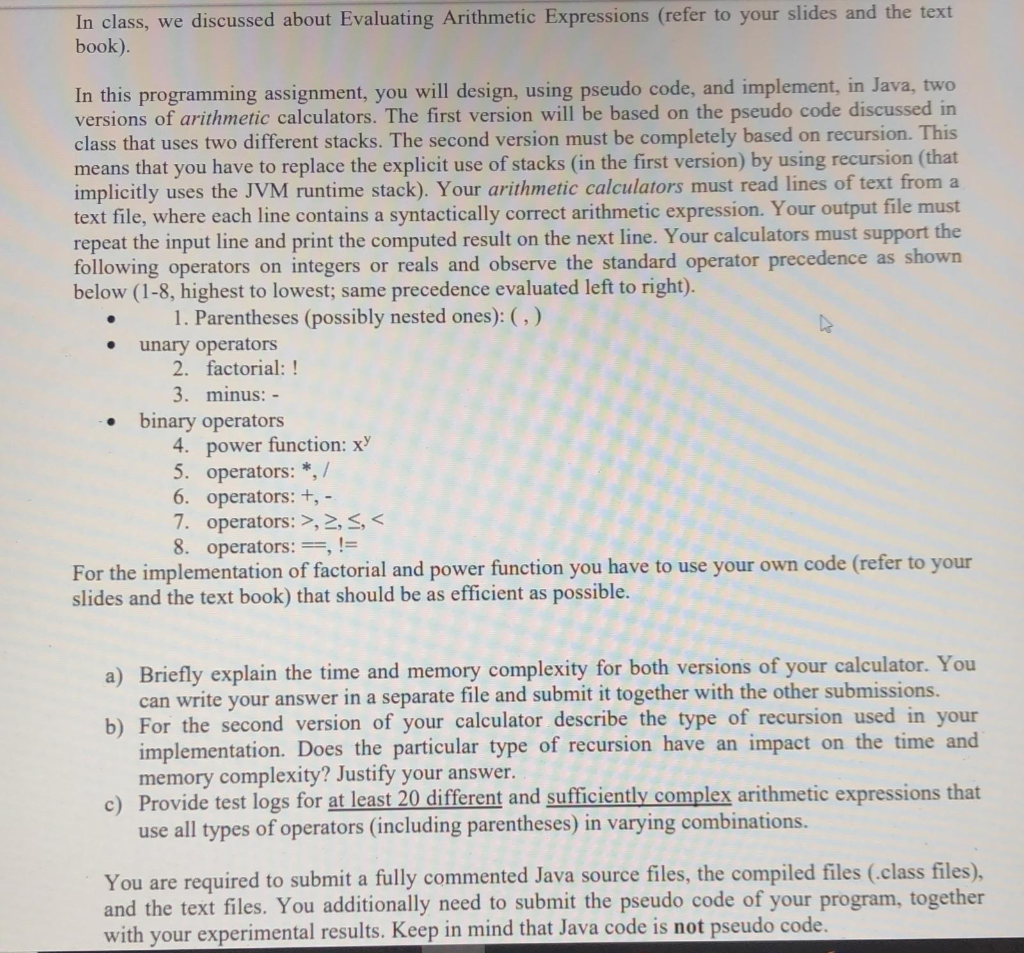 In class, we discussed about Evaluating Arithmetic | Chegg.com