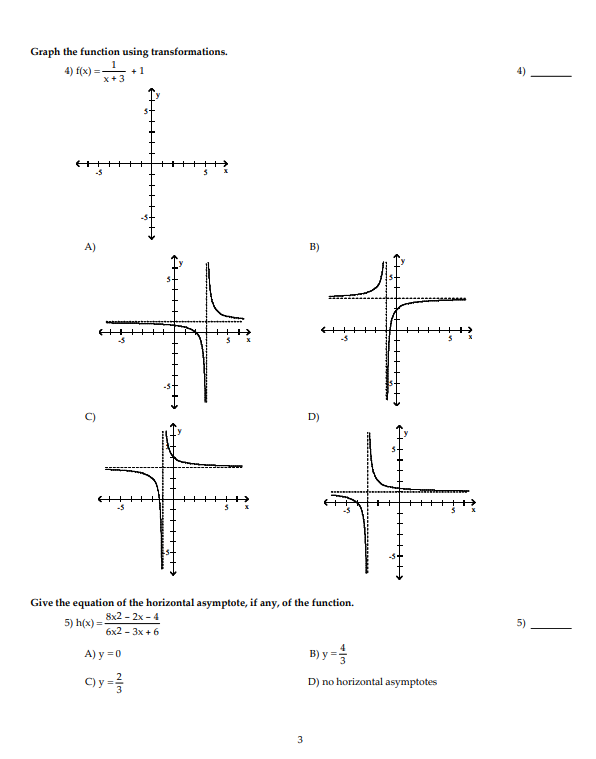 Solved Graph the function using transformations 4) fx) A) B) | Chegg.com